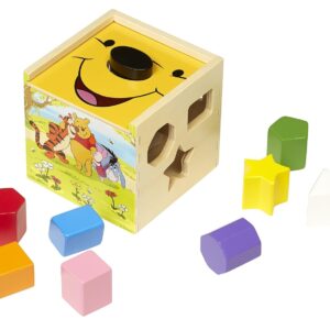 Melissa & Doug Disney Baby Winnie the Pooh Wooden Shape Sorting Cube - Educational Toy With 9 Shapes