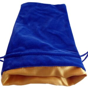 velvet dice bag with satin liner 4"x6", blue velvet dice bag with gold satin