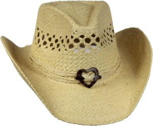 natural women's cowboy hat with heart