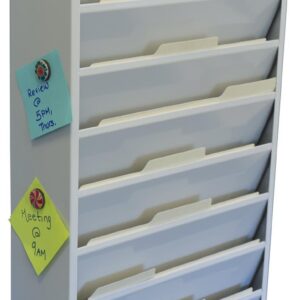 Displays2go Office File Folder Wall Rack, 11 Tiered Pockets, Medical Chart Folders (Putty/Powder Coated Steel)