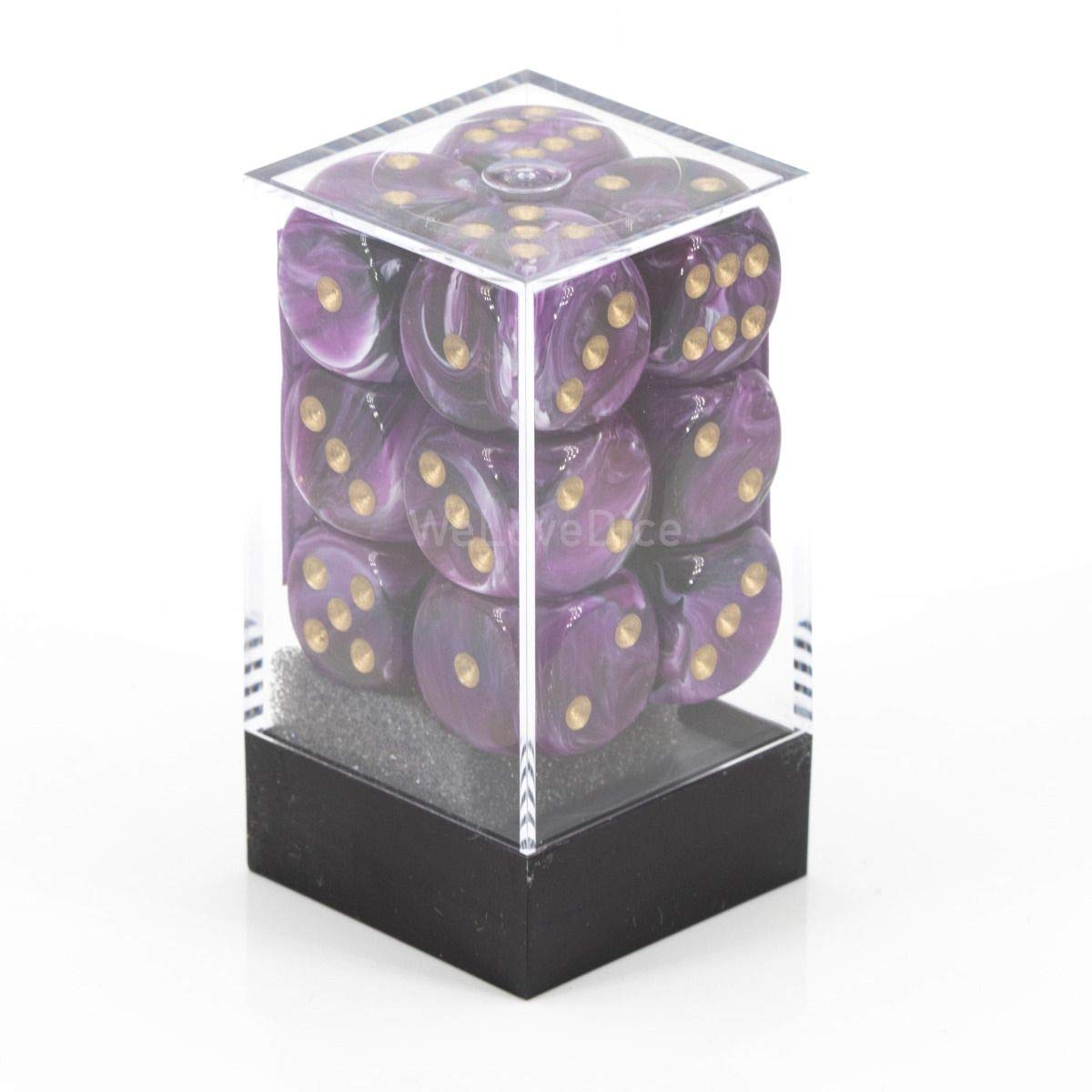 DND Dice Set-Chessex D&D Dice-16mm Vortex Purple and Gold Plastic Polyhedral Dice Set-Dungeons and Dragons Dice Includes 12 Dice – D6