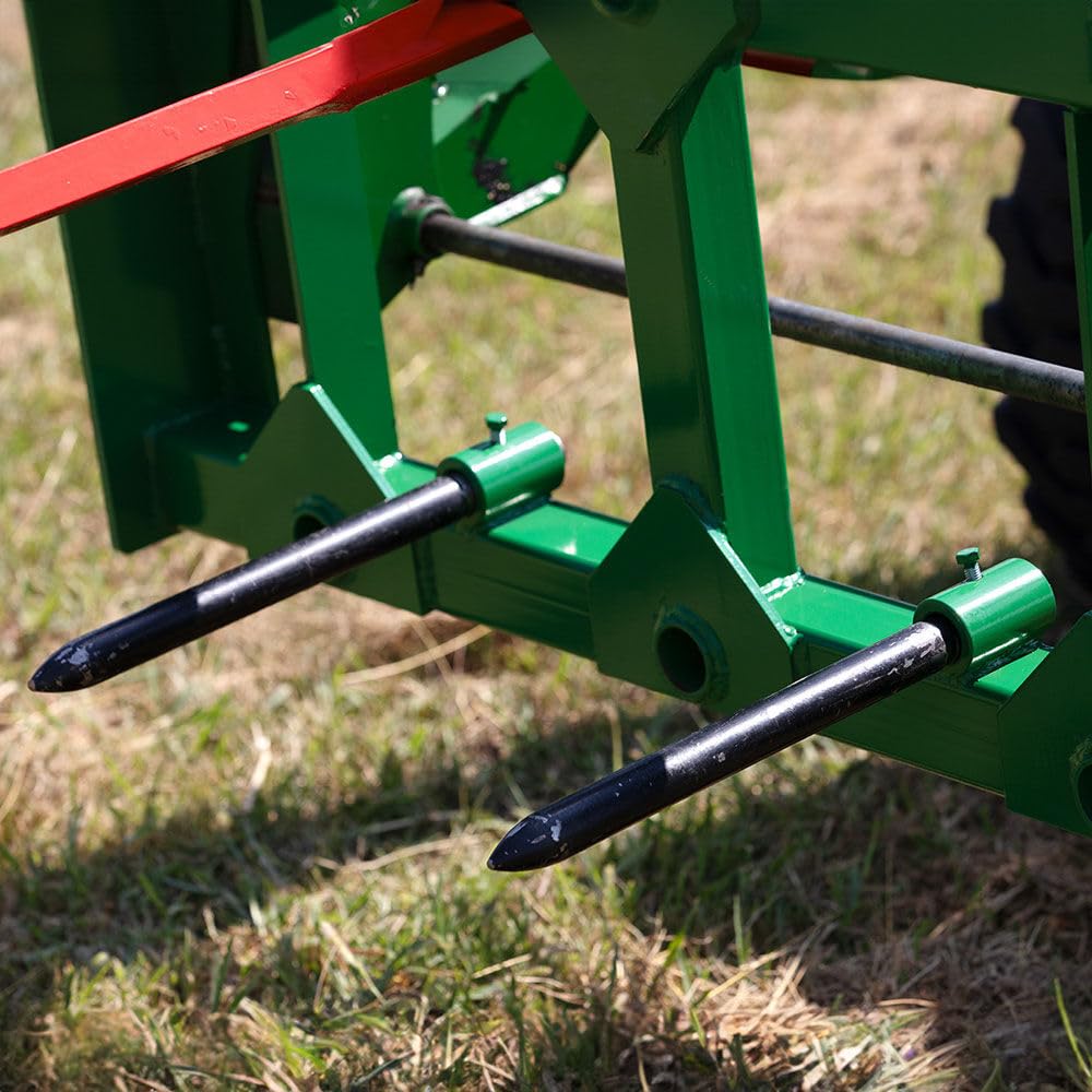 Titan Attachments HD Hay Frame Attachment Fits John Deere Tractors, 49" Hay Spear and Stabilizer Spears, Rated 4,000 LB, Hay Handing Equipment