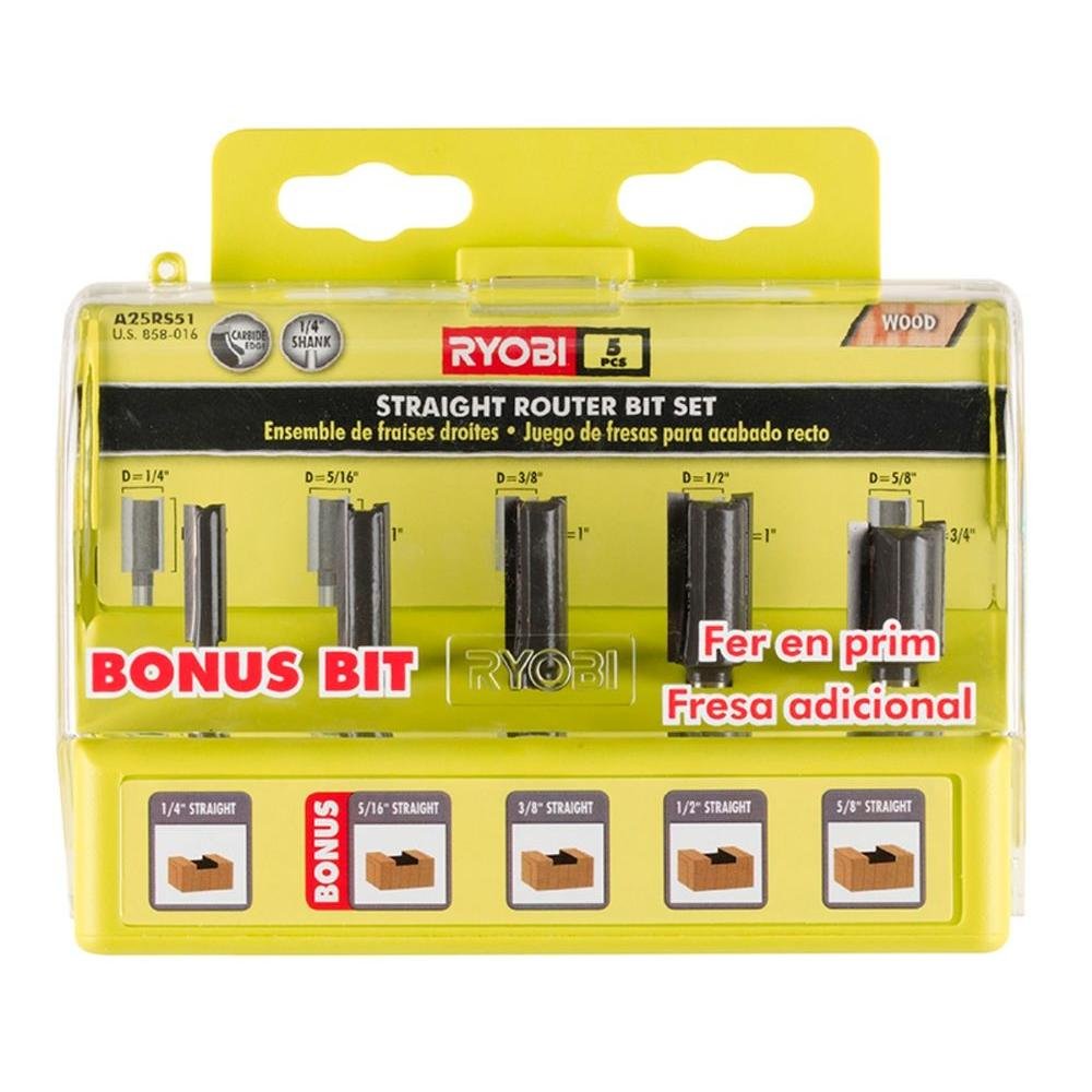 5PC STRAIGHT ROUTER BIT SET