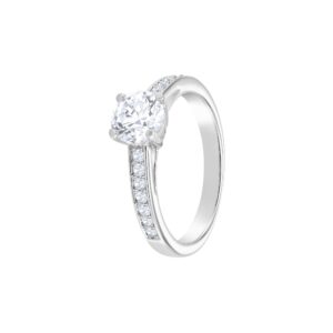 Swarovski Attract Ring, Round Clear Crystal Center Stone with Clear Crystal Pavé on a Rhodium Plated Setting, Size 6