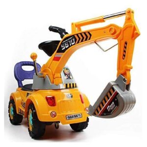 digger scooter, ride-on excavator, pulling cart, pretend play construction truck (color may vary) by poco divo