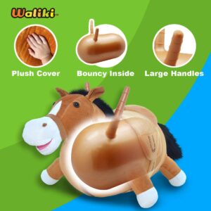 WALIKI Bouncy Horse Hopper | Inflatable Hopping Horse for Kids | Cowboy Rodeo Jumping Horse Toy for Ages 2, 3, and 4 | Soft Plush Cover | Fun Ride-On Bounce Horse