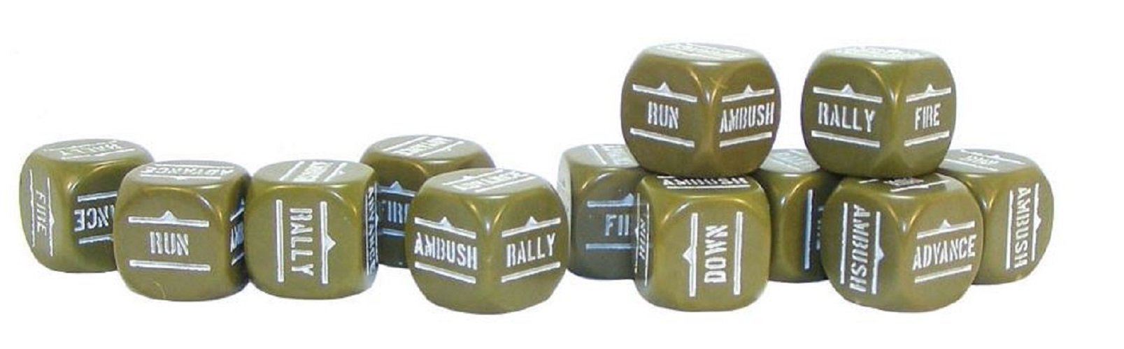 Bolt Action WWII Military Wargaming Olive Drab Dice Pack of 12