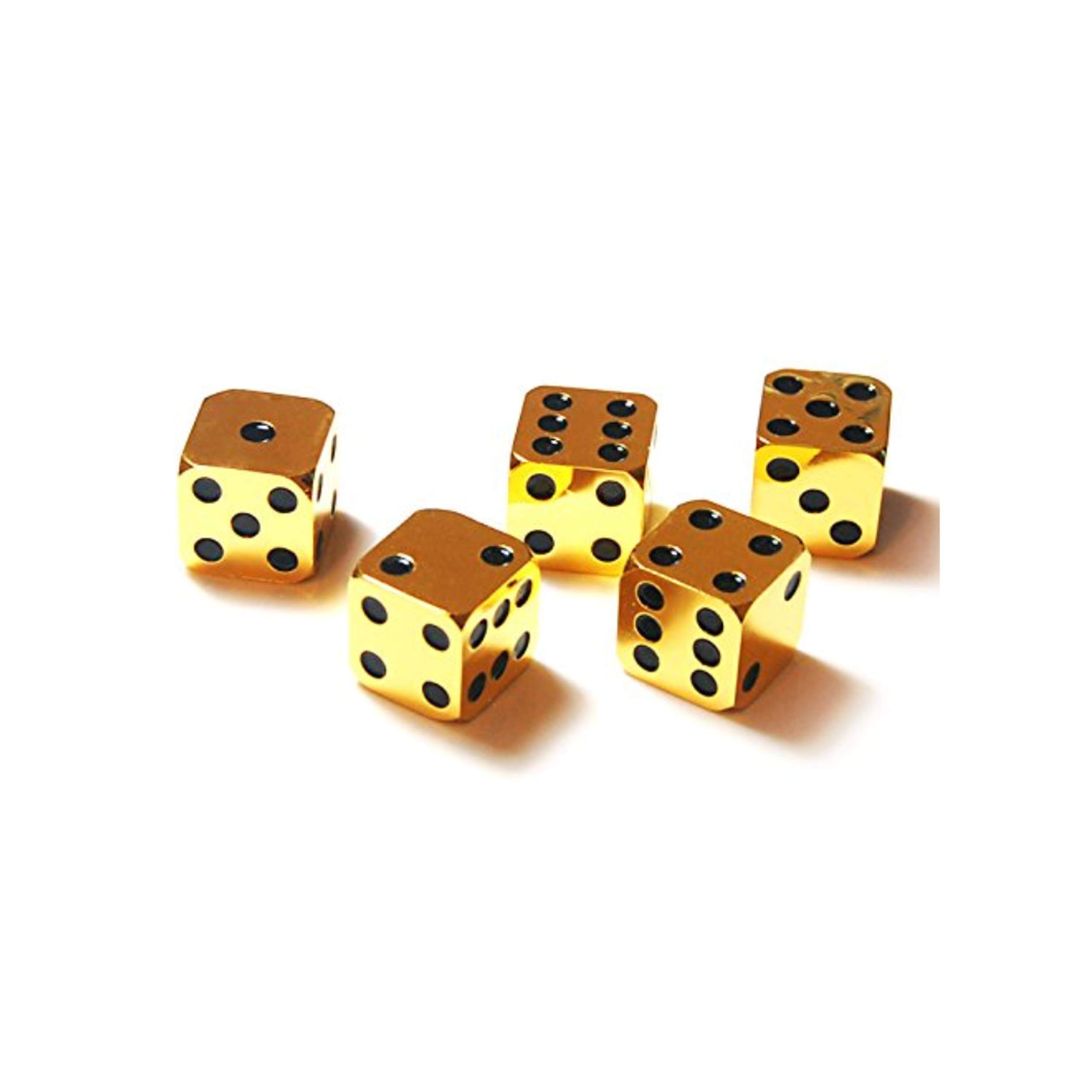 Gold Games Gold Dice Set 2-Pack, Play in Style, Water-Resistant Luxurious Metal Alloy, Great Addition to Any Game or Dice Collection, Perfect Novelty Gift