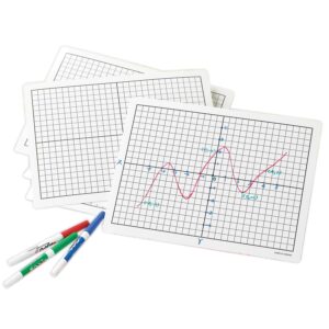 didax educational resources board set with x/y axis for grades 3-8 write and wipe coordinate mats-set of 10, 9 x 12 inches, black/white