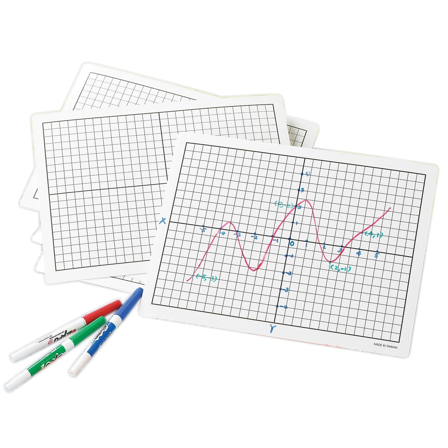 Didax Educational Resources Board Set with X/Y Axis for Grades 3-8 Write and Wipe Coordinate Mats-Set of 10, 9 x 12 Inches, Black/White