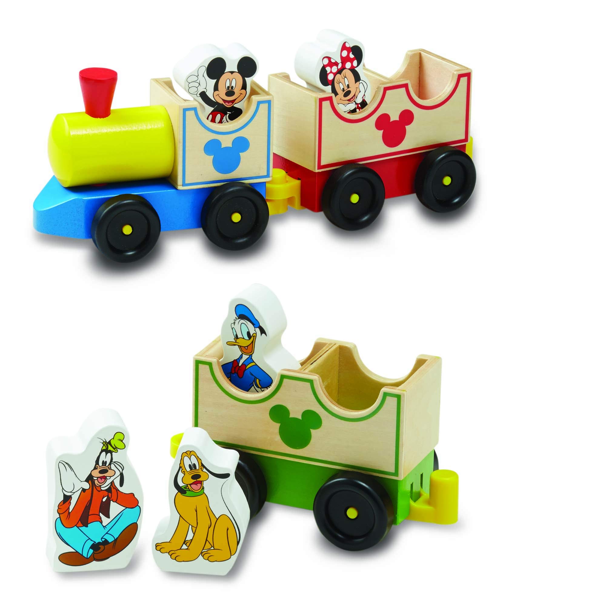 Melissa & Doug Disney Baby Mickey Mouse and Friends All Aboard Wooden Train Toy With 3 Train Cars and 5 Characters