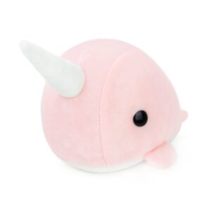 bellzi pink narwhal stuffed animal plushie - soft kawaii plush toy - cute plushies for all ages - narwhali