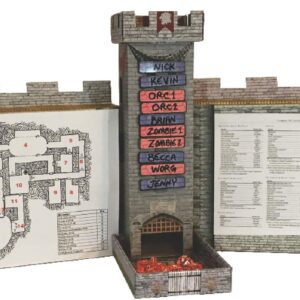 Castle Keep Dice Tower, 2 Castle Wall DM Screens with Magnetic Initiative Turn Tracker