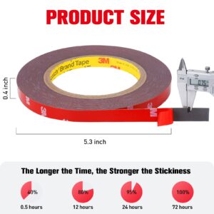 Double Sided Tape Heavy Duty, Waterproof Mounting Foam Tape, 33ft Length, 0.4in Width, Strong Adhesive Tape for LED Strip Lights, Automotive, Home, Office Decor, Outdoor, Made of 3M VHB Tape