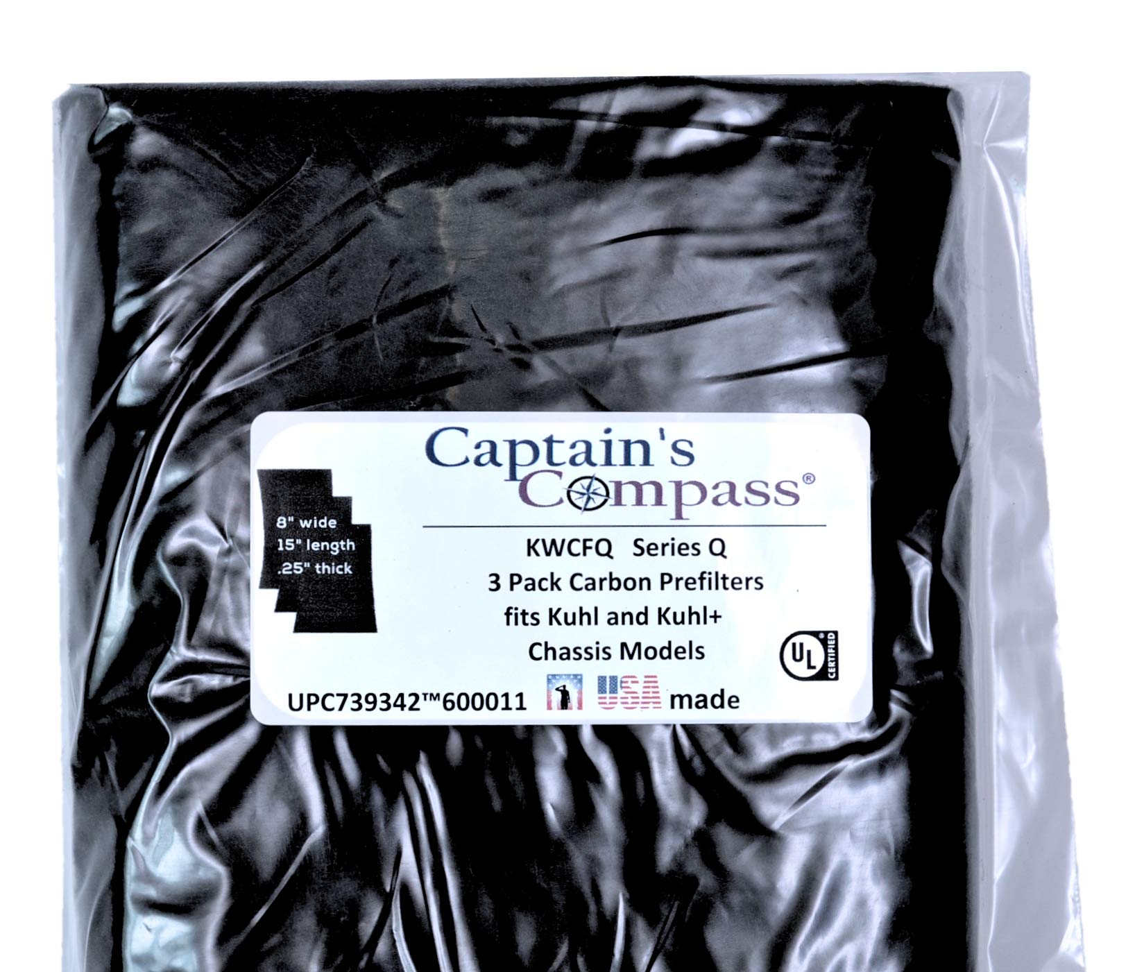 CAPTAIN'S COMPASS Replacement Series Q Carbon Filter 3-Pack for Kuhl and Kuhl+ Series Q Chassis Models (KWCFQ)