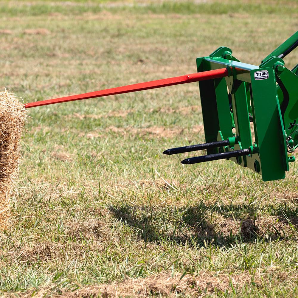 Titan Attachments HD Hay Frame Attachment Fits John Deere Tractors, 49" Hay Spear and Stabilizer Spears, Rated 4,000 LB, Hay Handing Equipment