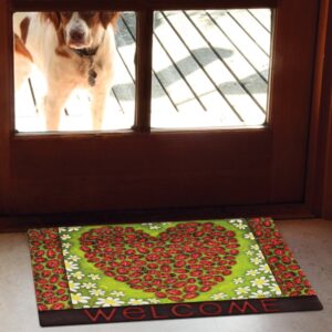 Toland Home Garden 800003 Ladybug Heart Summer Door Mat 18x30 Inch Welcome Outdoor Doormat for Entryway Indoor Entrance