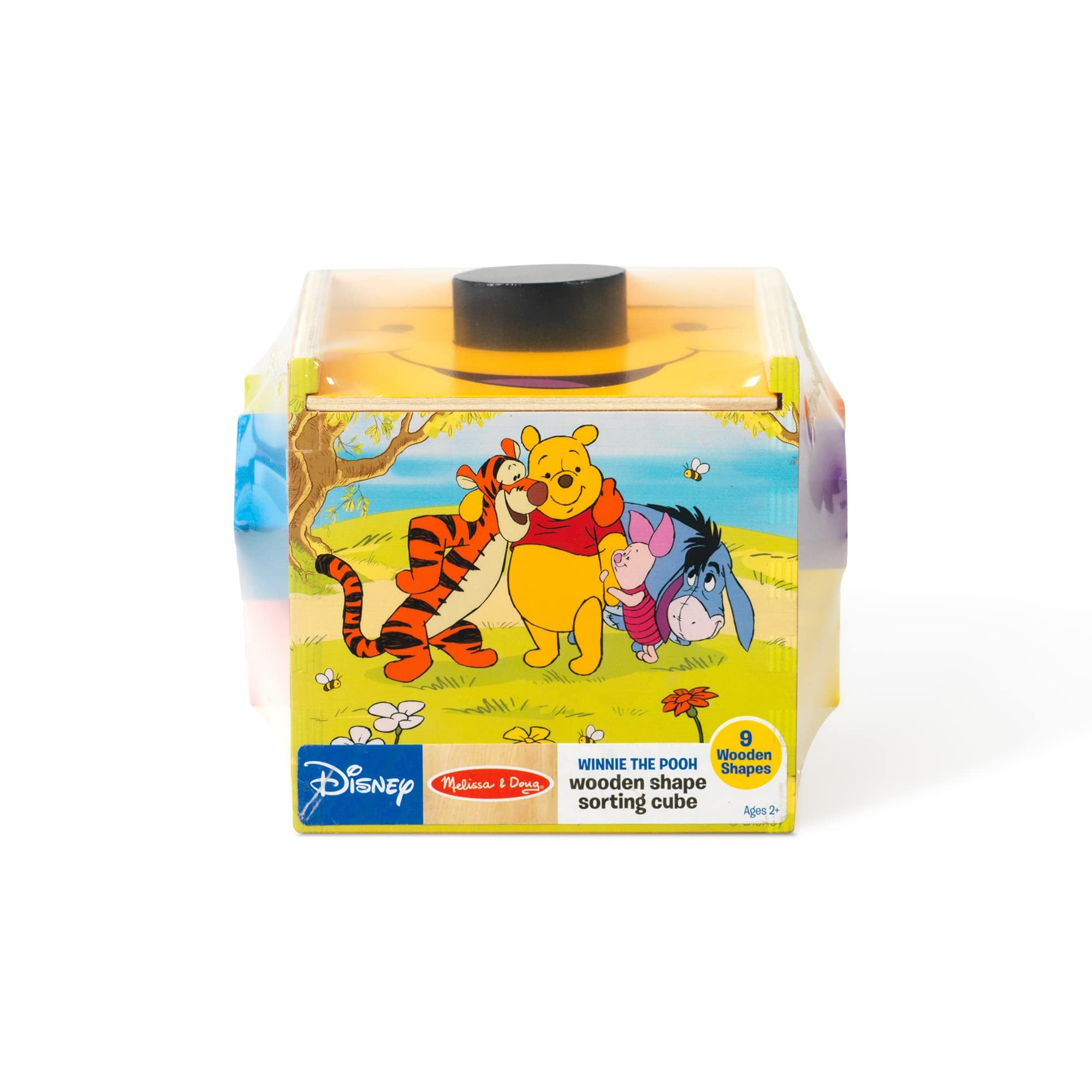 Melissa & Doug Disney Baby Winnie the Pooh Wooden Shape Sorting Cube - Educational Toy With 9 Shapes