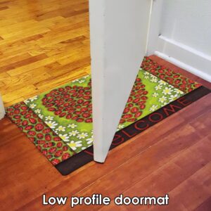 Toland Home Garden 800003 Ladybug Heart Summer Door Mat 18x30 Inch Welcome Outdoor Doormat for Entryway Indoor Entrance