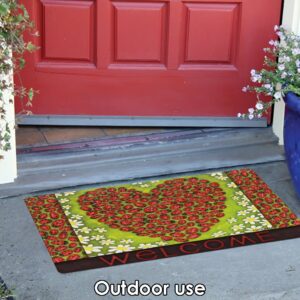 Toland Home Garden 800003 Ladybug Heart Summer Door Mat 18x30 Inch Welcome Outdoor Doormat for Entryway Indoor Entrance