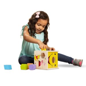 Melissa & Doug Disney Baby Winnie the Pooh Wooden Shape Sorting Cube - Educational Toy With 9 Shapes