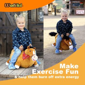 WALIKI Bouncy Horse Hopper | Inflatable Hopping Horse for Kids | Cowboy Rodeo Jumping Horse Toy for Ages 2, 3, and 4 | Soft Plush Cover | Fun Ride-On Bounce Horse