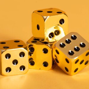 Gold Games Gold Dice Set 2-Pack, Play in Style, Water-Resistant Luxurious Metal Alloy, Great Addition to Any Game or Dice Collection, Perfect Novelty Gift