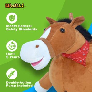 WALIKI Bouncy Horse Hopper | Inflatable Hopping Horse for Kids | Cowboy Rodeo Jumping Horse Toy for Ages 2, 3, and 4 | Soft Plush Cover | Fun Ride-On Bounce Horse