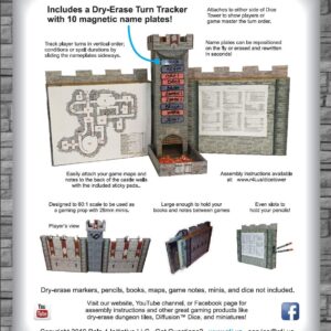 Castle Keep Dice Tower, 2 Castle Wall DM Screens with Magnetic Initiative Turn Tracker