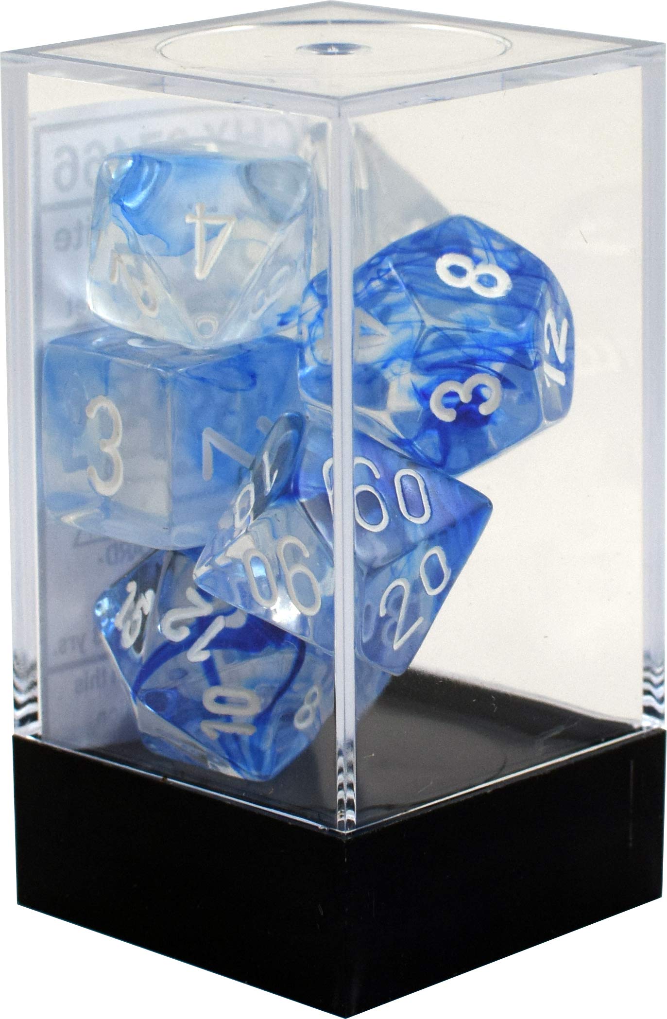 Chessex Manufacturing Nebula Dark Blue White Numbers Dice Set Of 7 CHX-27466