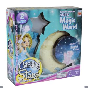 fotorama kids catching stars deluxe game with two magic fairy wands and moonlight star projector, perfect slumber party game, switch to night lamp mode before falling asleep, for ages 5 and up