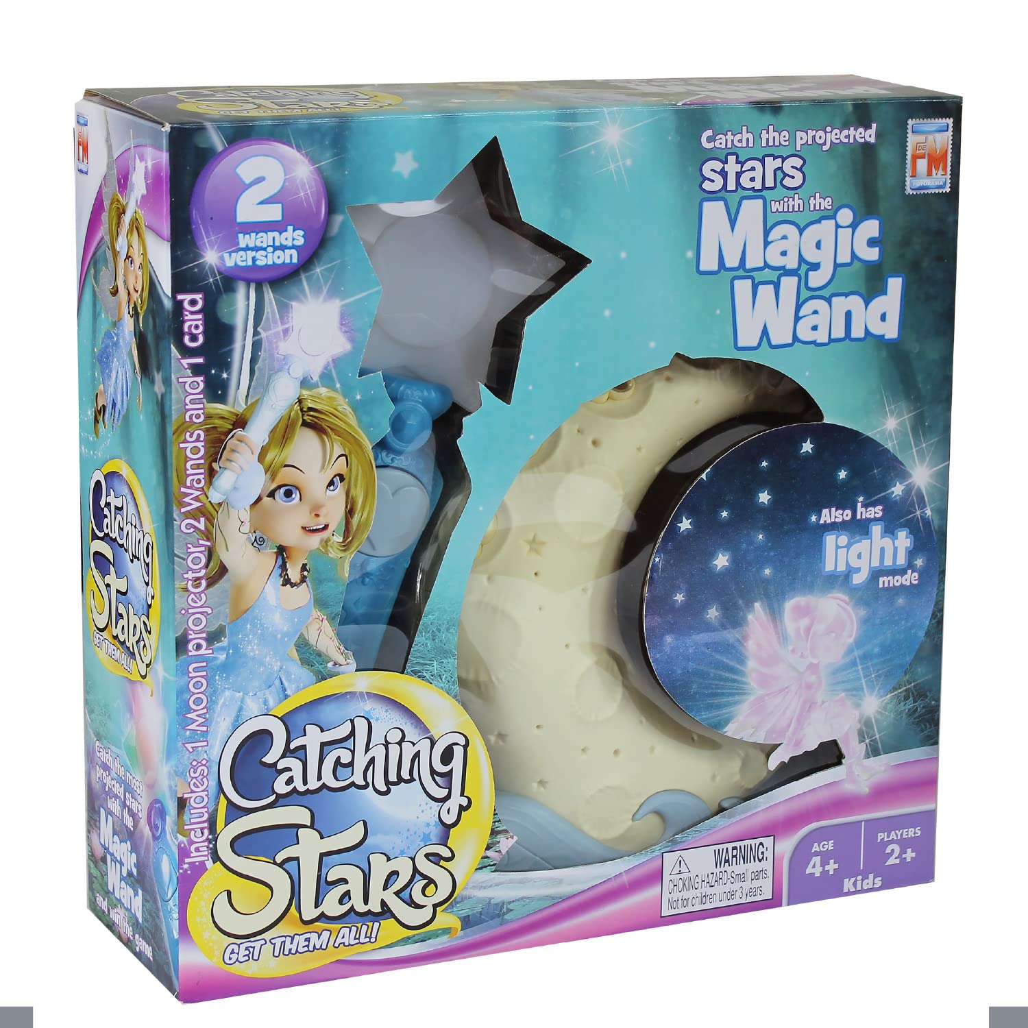 Fotorama Kids Catching Stars Deluxe Game with Two Magic Fairy Wands and Moonlight Star Projector, Perfect Slumber Party Game, Switch to Night Lamp Mode Before Falling Asleep, for Ages 5 and Up