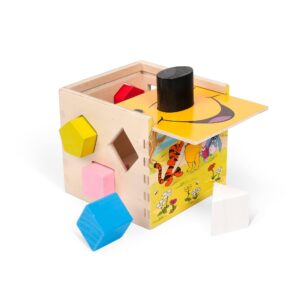 Melissa & Doug Disney Baby Winnie the Pooh Wooden Shape Sorting Cube - Educational Toy With 9 Shapes