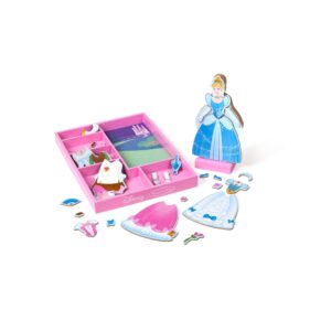 melissa & doug disney cinderella magnetic dress-up wooden pretend play set (30+ pcs) - toys, princess dress up doll for preschoolers and kids ages 3+