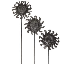 small metal sun faces, sunny home décor, wall hanging, authentic upcycled artwork from haiti 6 inches round (sun faces)