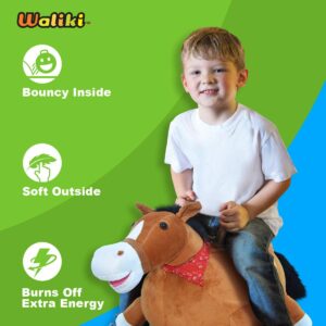 WALIKI Bouncy Horse Hopper | Inflatable Hopping Horse for Kids | Cowboy Rodeo Jumping Horse Toy for Ages 2, 3, and 4 | Soft Plush Cover | Fun Ride-On Bounce Horse