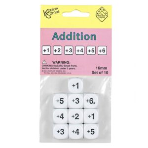 koplow games addition inc dice set (10 piece) multicolor, 16mm