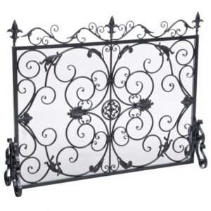 christopher knight home wilmington fireplace screen, silver flower on black