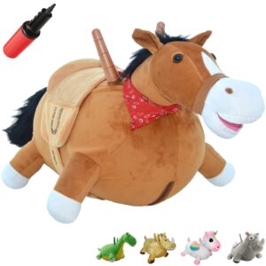 waliki bouncy horse hopper | inflatable hopping horse for kids | cowboy rodeo jumping horse toy for ages 2, 3, and 4 | soft plush cover | fun ride-on bounce horse