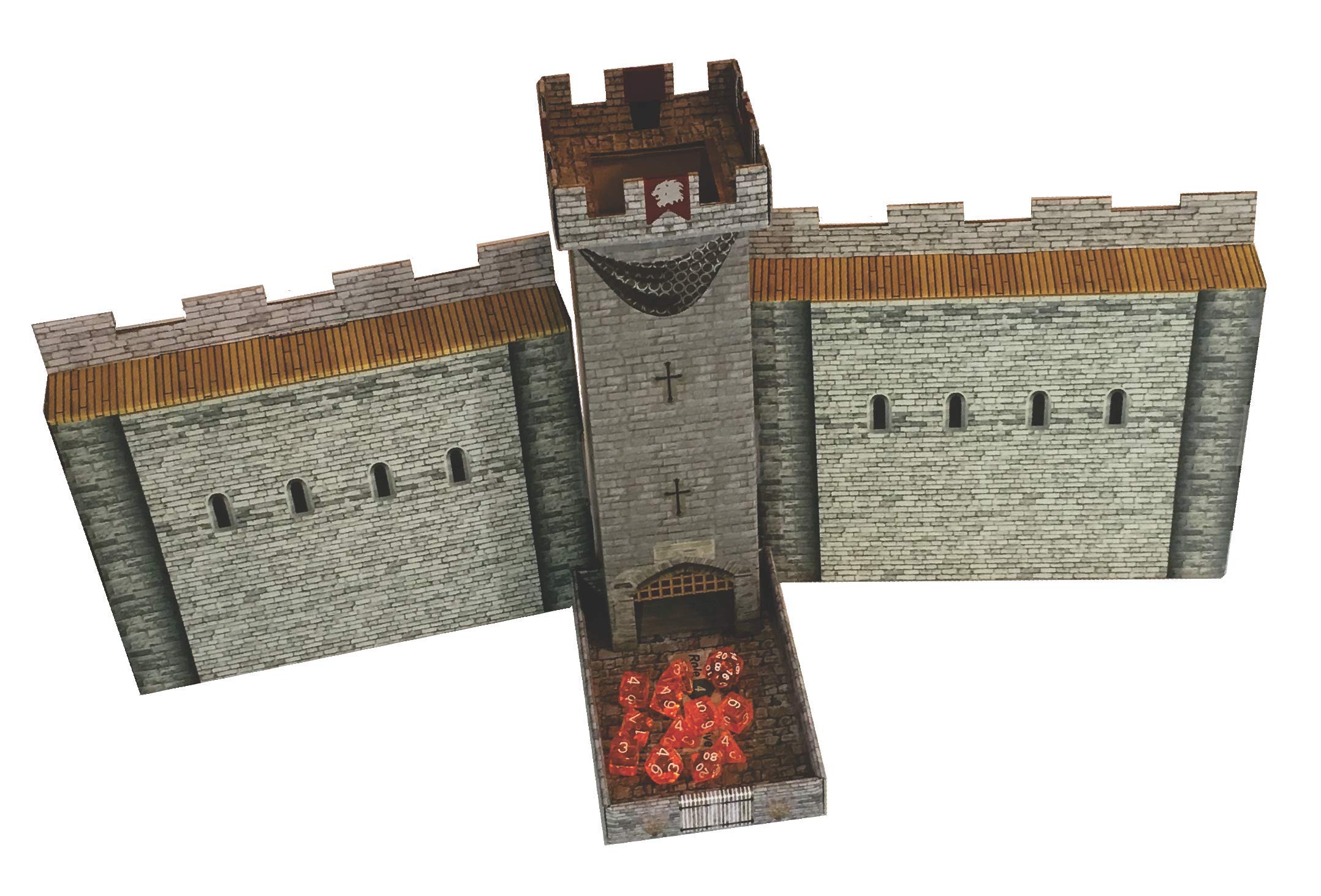 Castle Keep Dice Tower, 2 Castle Wall DM Screens with Magnetic Initiative Turn Tracker