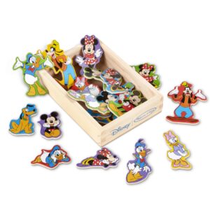 melissa & doug wooden mickey mouse character magnets (20 pcs) - cute fridge magnets for toddlers ages 2+