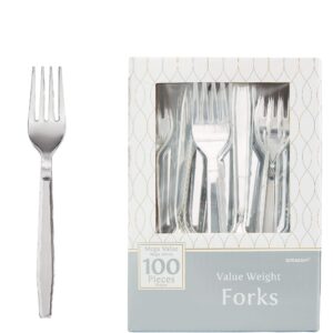 amscan silver high count boxed forks - pack of 100