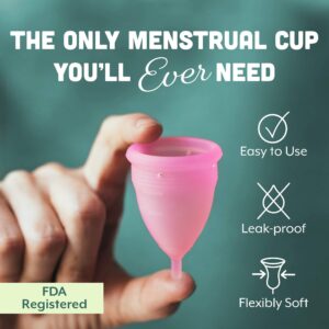 Dutchess Menstrual Cup - Reusable, Soft, Medical-Grade Silicone Period Cups - Easy to Clean Tampon and Pad Alternative, Pink & Purple, Small, Pack of 2