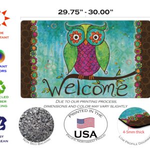 Toland Home Garden 800004 Rainbow Owl Welcome Door Mat 18x30 Inch Bird Outdoor Doormat for Entryway Indoor Entrance