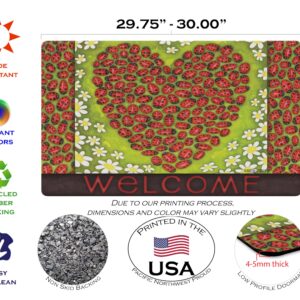 Toland Home Garden 800003 Ladybug Heart Summer Door Mat 18x30 Inch Welcome Outdoor Doormat for Entryway Indoor Entrance