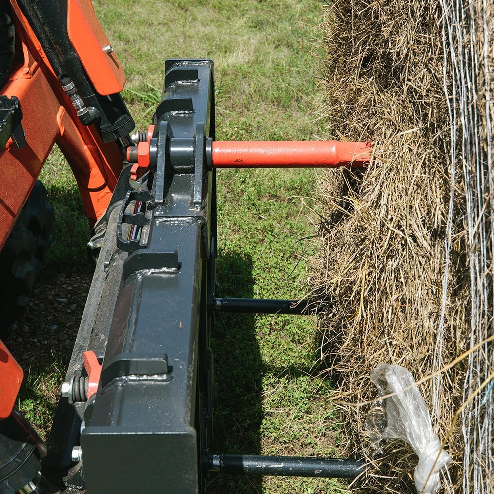 Titan Attachments HD Skid Steer Hay Frame Attachment, 49" Hay Spear and Stabilizer Spears, Rated 4,000 LB, Quick Tach Mounting, Hay Handing Equipment for Bobcat Tractors