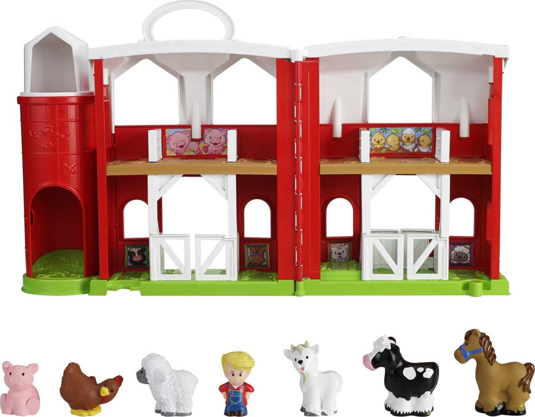 Fisher-Price Little People Toddler Toy Animal Friends Farm Playset with Music Sounds and 7 Figures for Pretend Play Ages 1+ Years