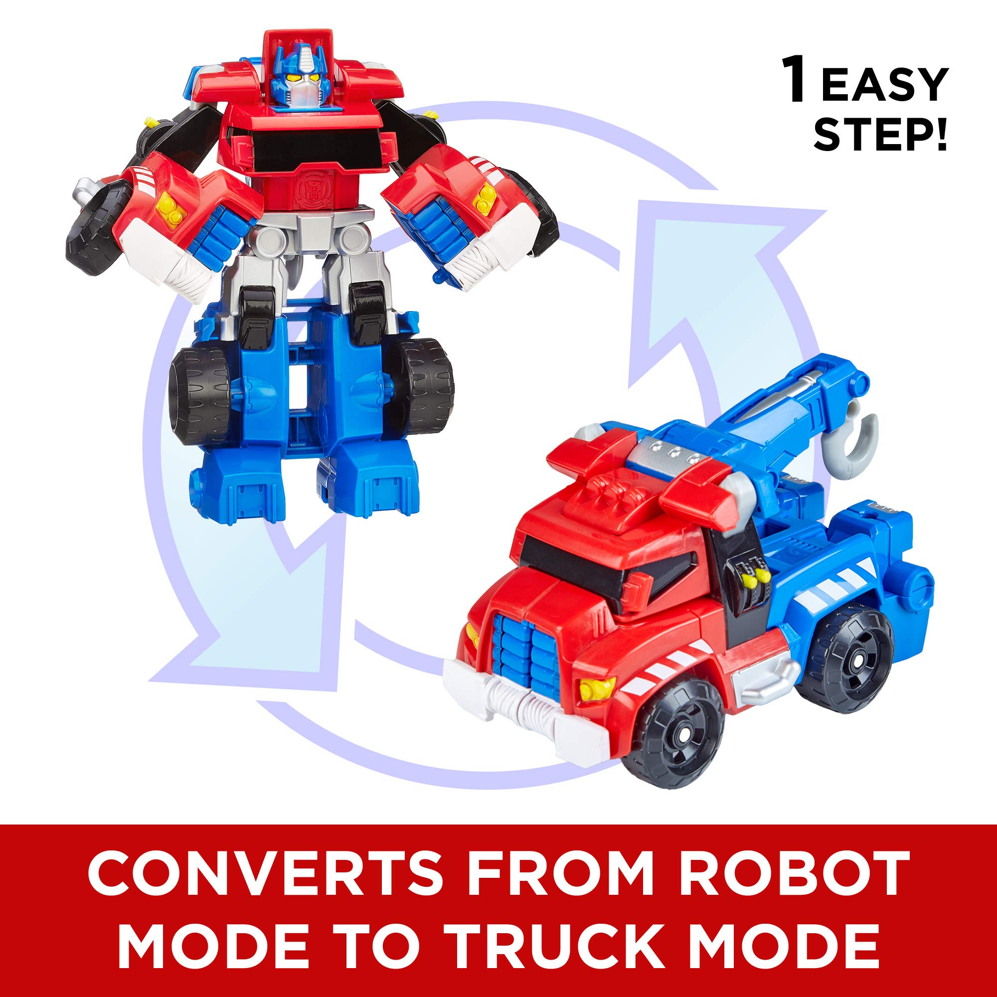 Transformers Playskool Heroes Rescue Bots Optimus Prime, 4.5-Inch Action Figure, Kids Converting Robot Toy, Christmas Stocking Stuffers, Ages 3+