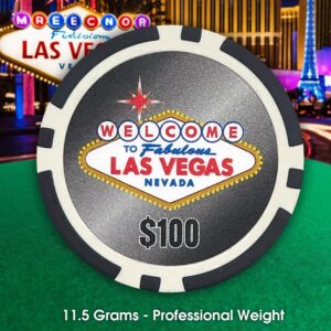 100 Piece "Las Vegas" Design Poker Chips in Clear Plastic Tray