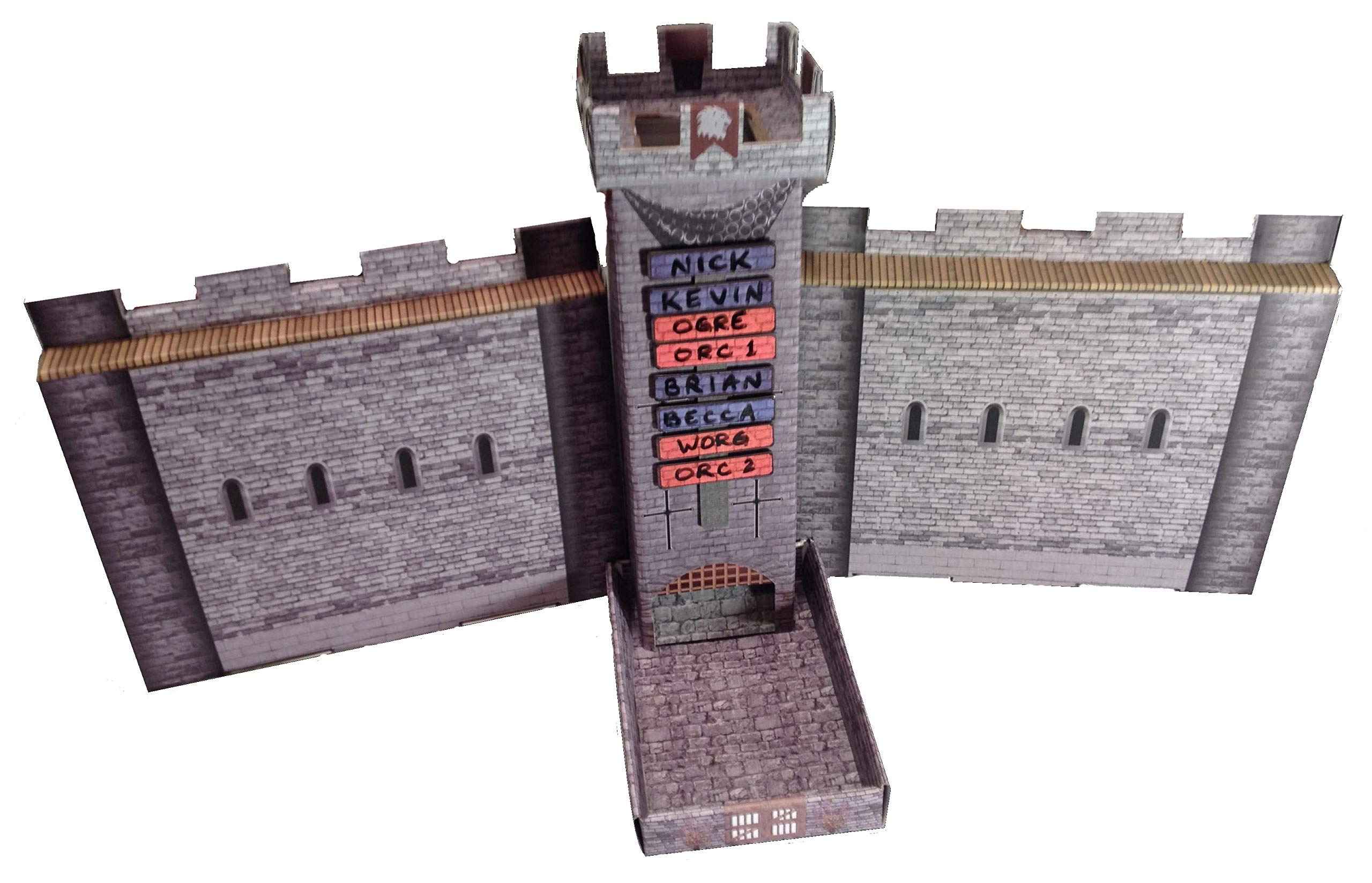 Castle Keep Dice Tower, 2 Castle Wall DM Screens with Magnetic Initiative Turn Tracker